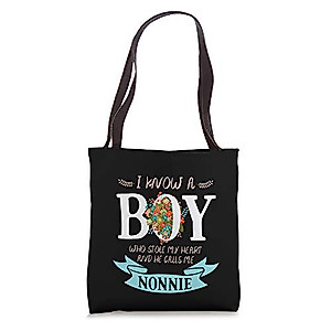 Boy Who Stole My Heart He Calls Me Nonnie Bag Grandma Gift Tote Bag