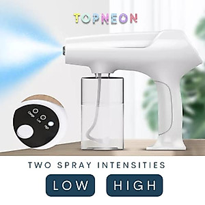 TopNeon Mist Spray Gun Nano Atomizer - Electrostatic Portable Sprayer - Rechargeable Cordless Handheld Steamer Machine with Spray Bottle for Home, Office, Garden, Bathroom Use