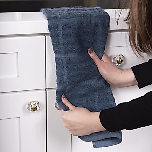 All-Clad Solid Kitchen Towels: Highly Absorbent, Super Soft Long Lasting - 100% Cotton, 17"x30" Tea Towels for Cleaning & Drying Dishes, Pans, Glassware, or Countertops, (2-Pack), Indigo