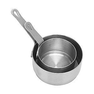 2pcs Sauce Cup 304 Stainless Steel Stackable Handle Design Mini Sauce Pan for Banquet Outdoor Picnic,Ramekin Dipping Sauce Seasoning Bowls with Handle for Gravy, Pepper