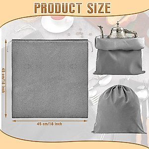 6 Pcs Silver Storage Bags 18 x 18 Inch Anti Tarnish Storage Bag Fabric Cloth Bags for Silver Jewelry Silverware Protection Flatware Silver Plate Tarnish(Dark Gray)