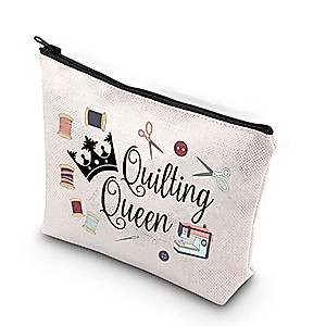 TSOTMO Funny Sewing Gift Quilting Queen Seamstress Sewing Lover Zipper Pouch Makeup Bag (Quilting Queen)
