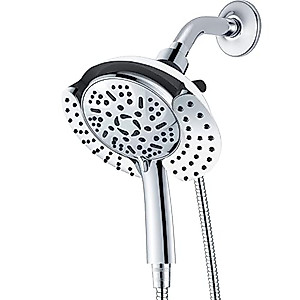 Rain Shower Head with Handheld, High Pressure 9-Setting Hand Held Shower and Rainfall Shower Head Separately or Together, Nuodan 3-Way Waterfall Shower Combo with Stainless Steel Hose, Chrome