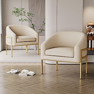 annjoe Accent Chair Living Room Chair Arm Chair Upholstered Chair Leisure Chair with Metal Frame Legs for Home Kitchen Bedroom Set of 2