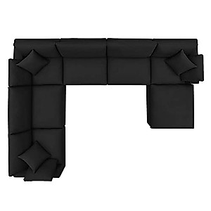 Modway Commix Modular Sofa, U Shaped Reclining Sectional, Black Fabric