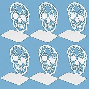 3 Pairs Metal Skull Design Bookend Black Book Ends, Heavy-Duty Bookends for Shelves, Black Skull Book Ends for Heavy Books, Book Shelf Holder Home Office Decorative Desktop Organizer White