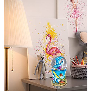 COTA Global Dolphin Sand Bucket Snow Globe - Water Globe Figurine with Sparkling Glitter, Collectible Novelty Ornament for Home Decor, for Birthdays, Christmas, and Valentine's - 65mm