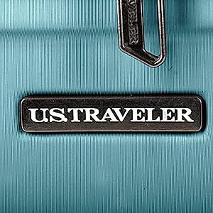 U.S. Traveler Boren Polycarbonate Hardside Rugged Travel Suitcase Luggage with 8 Spinner Wheels, Aluminum Handle, Teal, 2-Piece Set, USB Port in Carry-On