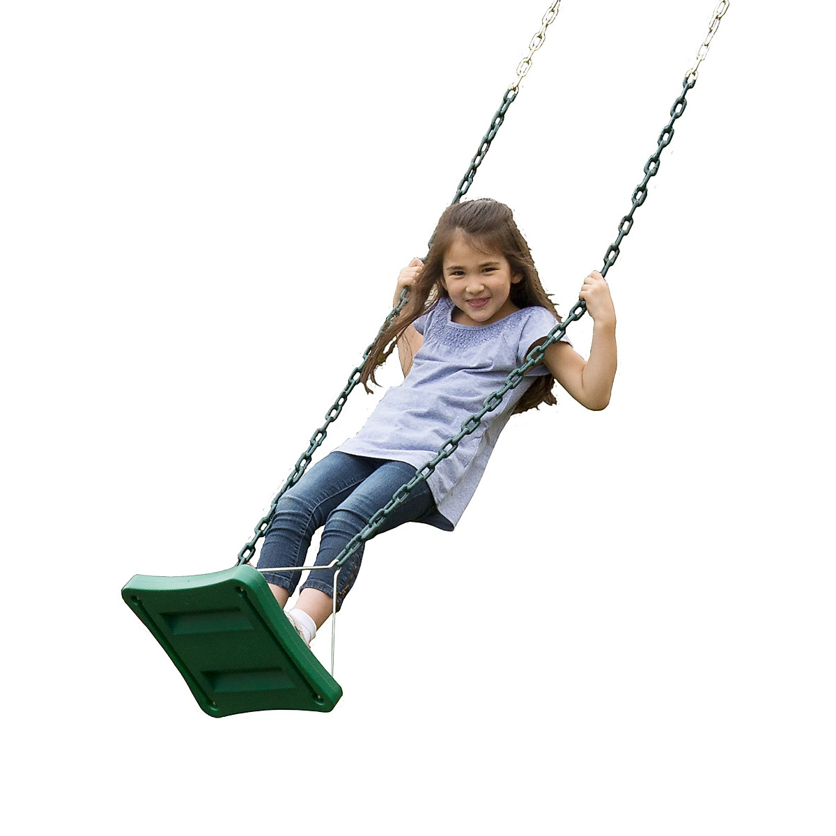 Swing-N-Slide NE 5041 Stand-Up Swing with 14" x 14" Swing Base and Coated Chains for Swing Set and Playset, Green