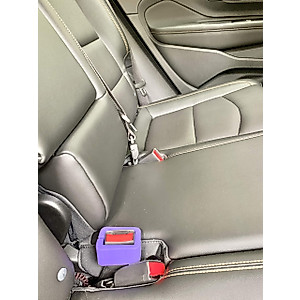 BPA-Free Car Seat Belt Buckle Booster - Keeps Your Receptacle Stable & Upright – with Kid Safety Sticker Set Gift (2-Pack, Combo Pack (1 Tall + 1 Short))