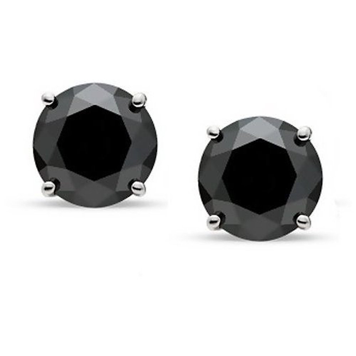 14k Gold Black Diamond Stud Earrings (From 1/2ct to 2cttw) (1 carats)