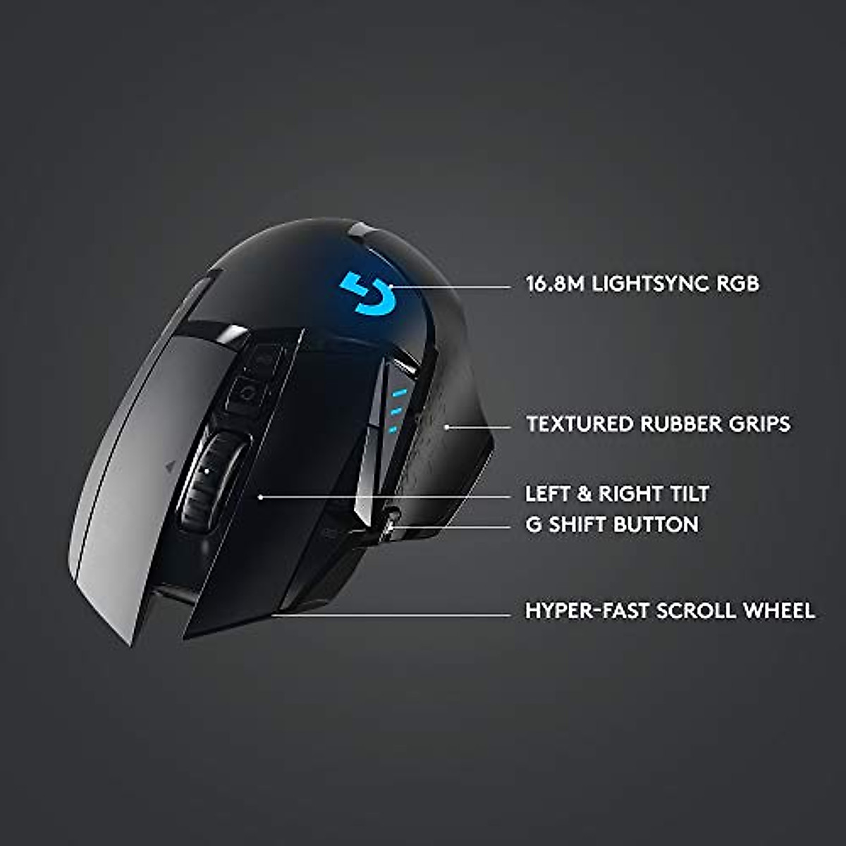 Logitech G502 Lightspeed Wireless Gaming Mouse with Hero 25K Sensor, PowerPlay Compatible, Tunable Weights and Lightsync RGB - Black