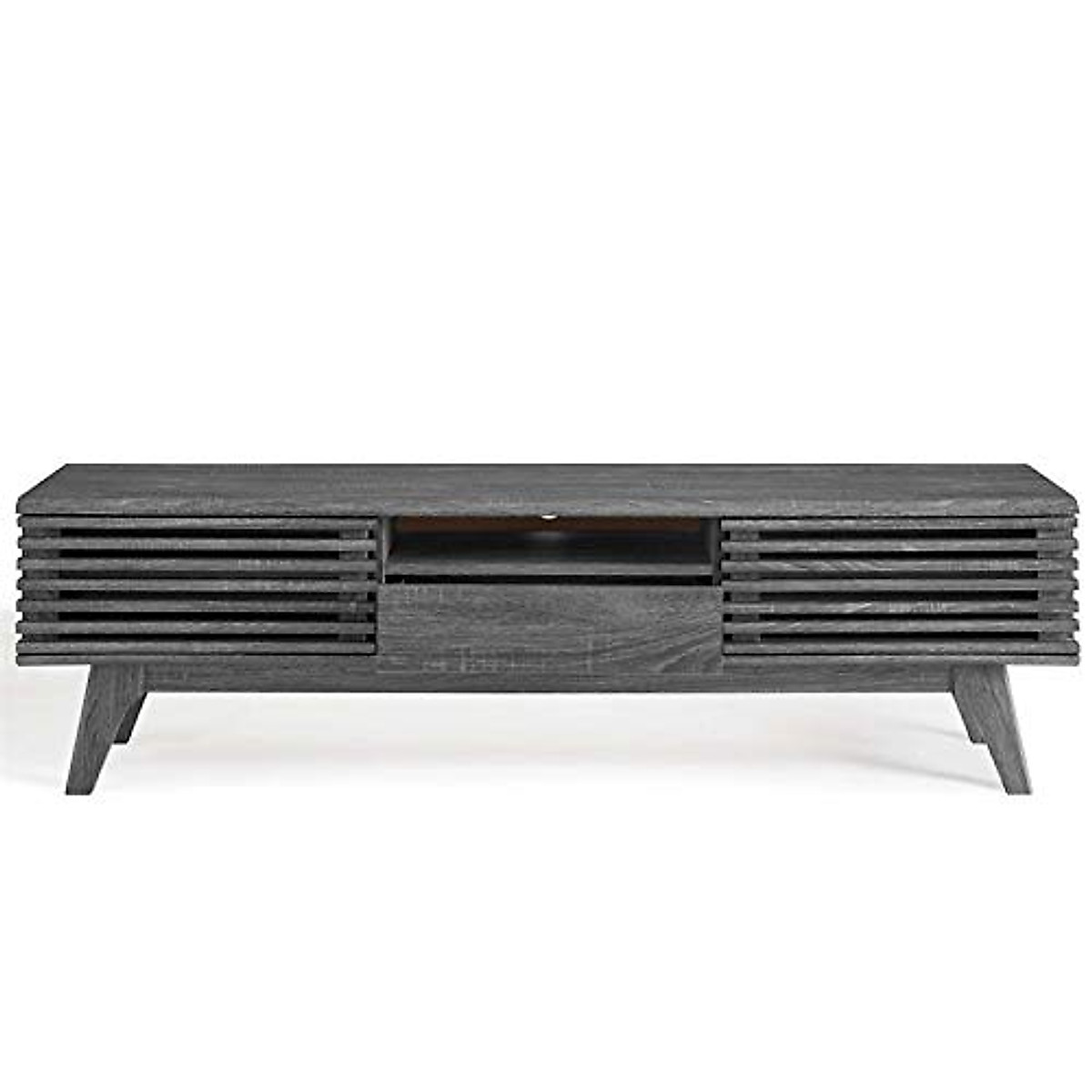 Levan Home Mid-Century Modern Low Profile 59 Inch TV Stand in Charcoal