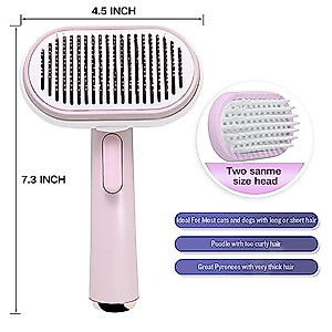 WOPQAEM Cat Brush, Self Cleaning Slicker Pets Grooming Tool for Shedding Long or Short Haired Indoor Cats, Removes Mats Tangles Loose Fur of Large Medium Small Dogs (Pink)