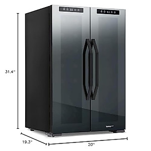 Luma Comfort Shadow Series Wine Cooler Refrigerator 12 Bottle & 39 Can Dual Temperature Zones, Freestanding Mirrored Wine and Beverage Fridge with Double-Layer Tempered Glass Door & Compressor Cooling