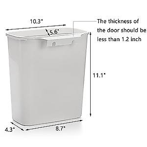 ZEAYEA 2 Pack Hanging Trash Can, 2 Gallon Plastic Cabinet Door Trash Can, Slim Waste Bin with Rim to Fix Trash Bag, Small Wastebasket for Kitchen, Cupboard, Office, Bathroom, Bedroom