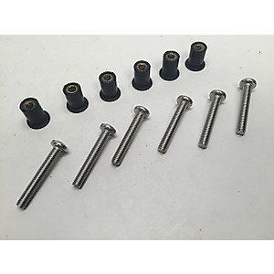 6 PCS 3/16" INNER DIA. WELL NUTS with SCREWS for KAYAK CANOE SMALL BOATS MARINE