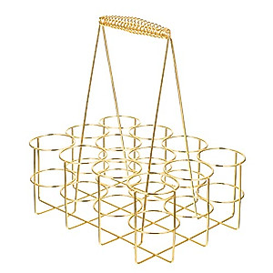 BESPORTBLE Metal Wine Bottle Carrier Wire Metal Beer Holder Crate Farmhouse 12 Bottle Beverage Bottle Holder Carrier Caddy with Handle for Home Bar KTV Party Picnic