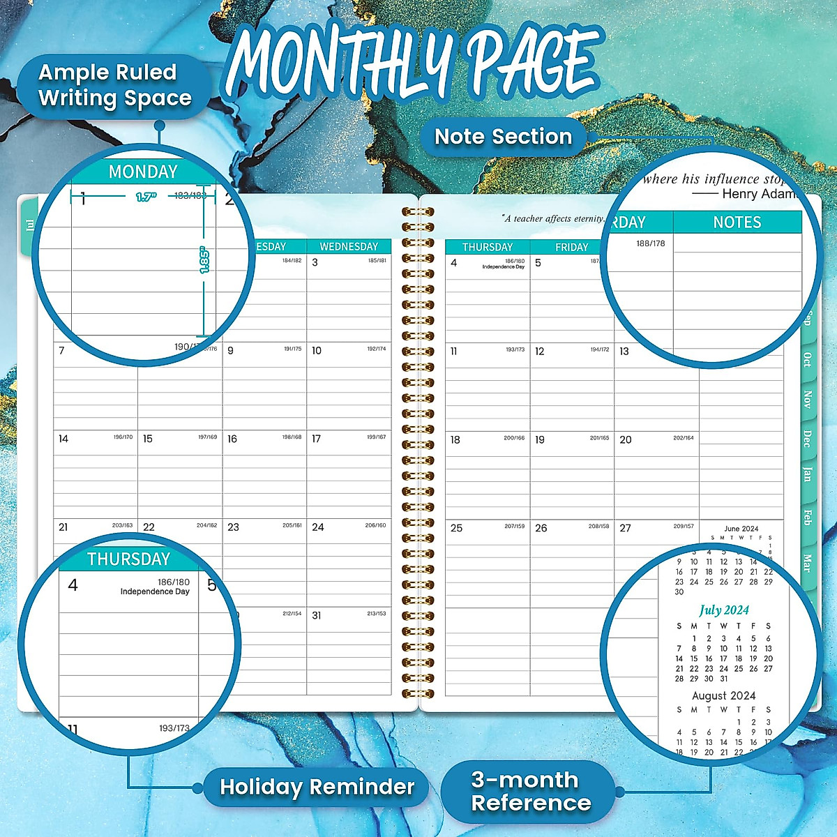 2024-2025 Teacher Planner - Teacher Lesson Planner from July 2024 to June 2025, 11" x 8.3", Weekly & Monthly Lesson Plan Book for Teachers