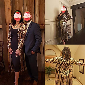 Women's Sequin Cardigan Summer Cover Up Dress Glitter Sparkle Open Front Coat Dresses Duster for Evening Prom 3XL Black