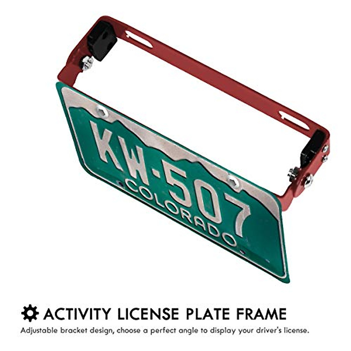 Garneck Car Mount Car Bling Accessories 2pcs License Plate Holder Adjustable Alloy Motorcycle License Holder Rear License Holder for Motorcycle Motorbike Red Car Stands Car Accesories