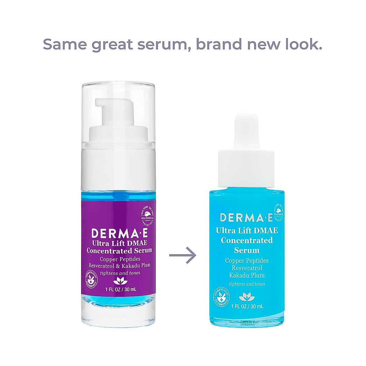 DERMA E Ultra Lift DMAE Concentrated Serum – All Natural Skin Firming & Hydrating Serum with Copper Peptides and Resveratrol – Concentrated Facial Skin Care, 1oz