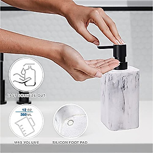 ZCCZ Bathroom Accessory Sets, 4 Pieces Bathroom Accessories Complete Set Vanity Countertop Accessory Set with Marble Look, Includes Lotion Dispenser Soap Pump, Tumbler, Toothbrush Holder and Tray