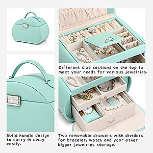 Vlando Princess Style Jewelry Box Half-Moon Design, Fabulous Girls Gift (Green)