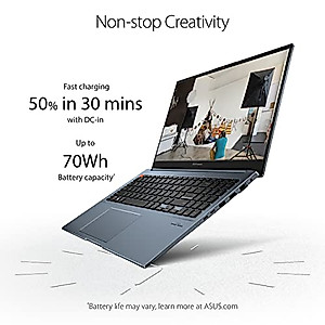 ASUS VivoBook Pro 16 Laptop, 16” Display, Intel Core i9-13900H CPU, NVIDIA® GeForce® RTX™ 4060 GPU, 16GB RAM, 512GB SSD, Windows 11 Home, Quiet Blue, K6602VV-DS94