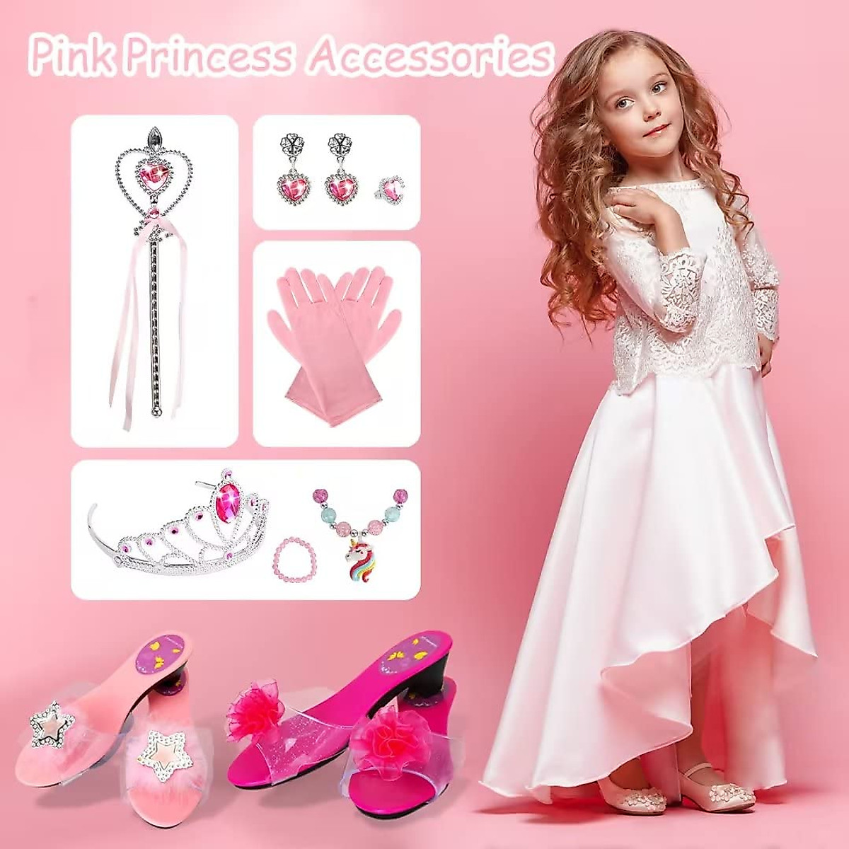 Princess Dress Up Girls Toys, Toddlers Pretend Play, Little Girls Role Play, Kids Jewelry, Princess Accessories Shoes, Girl Toys Age 3 4, Girls Gifts, Birthday Gifts for 3 4 Year Old Girls