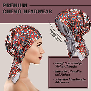 DACKRITO 4 Pieces Chemo Headwear for Women, Pre-Tied Head Scarf Cancer Headwear for Hair Loss