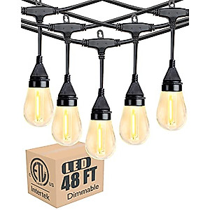 bulbeats 48FT LED Outdoor String Light, 16pcs Shatterproof LED Bulbs Outside Light for Patio, 2700K Waterproof Edison Outdoor Lighting Products for Backyard Bistro Lights (2022 Updated ETL)