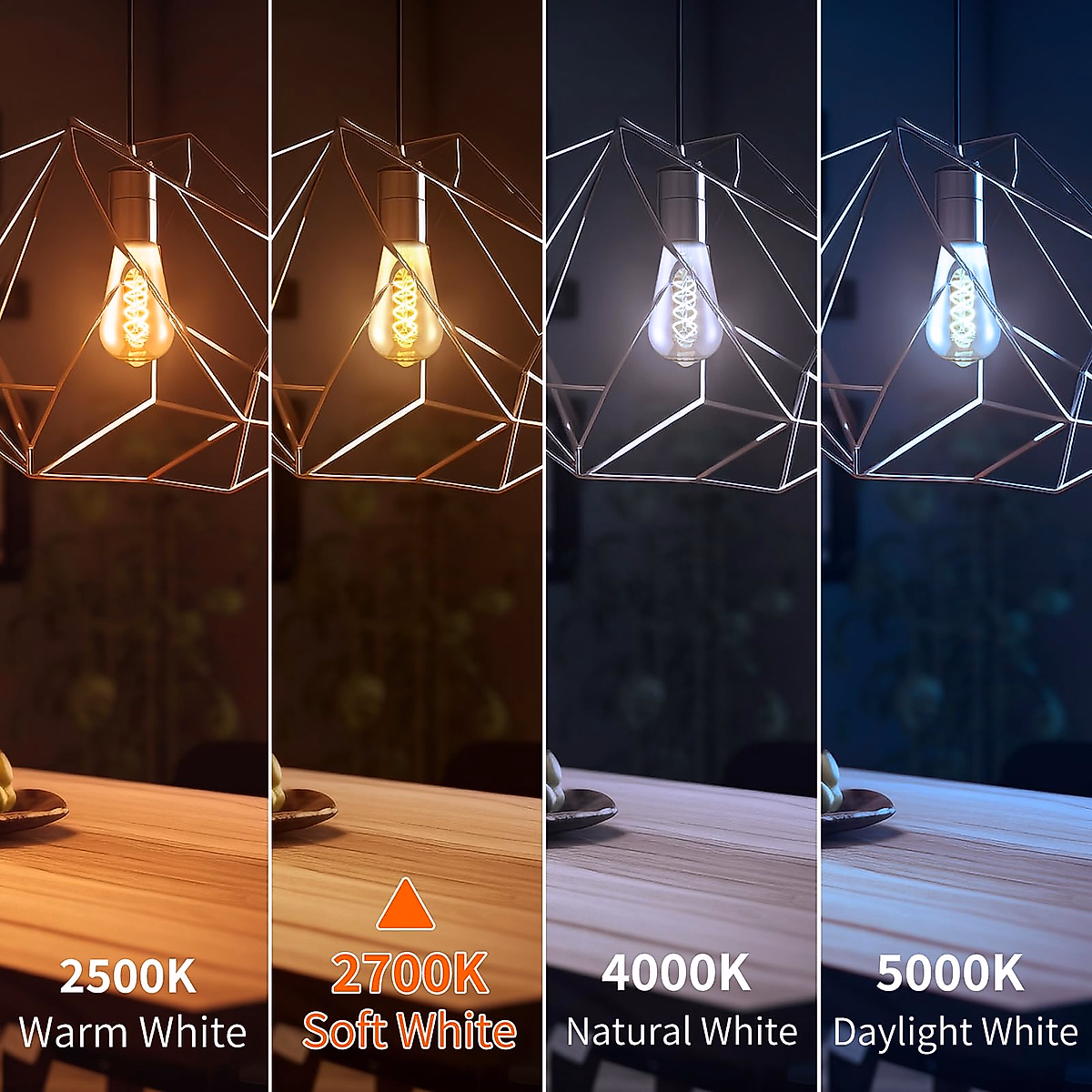 Decoaui E26 ST64 Vintage Edison Light Bulbs, Smoky Grey Coated Glass, Dimmable, 4W(20W Equivalent) 200 Lumin, 2700K Soft White, Spiral Filaments Design, Antique Style, 25000 Hrs, 3-Pack