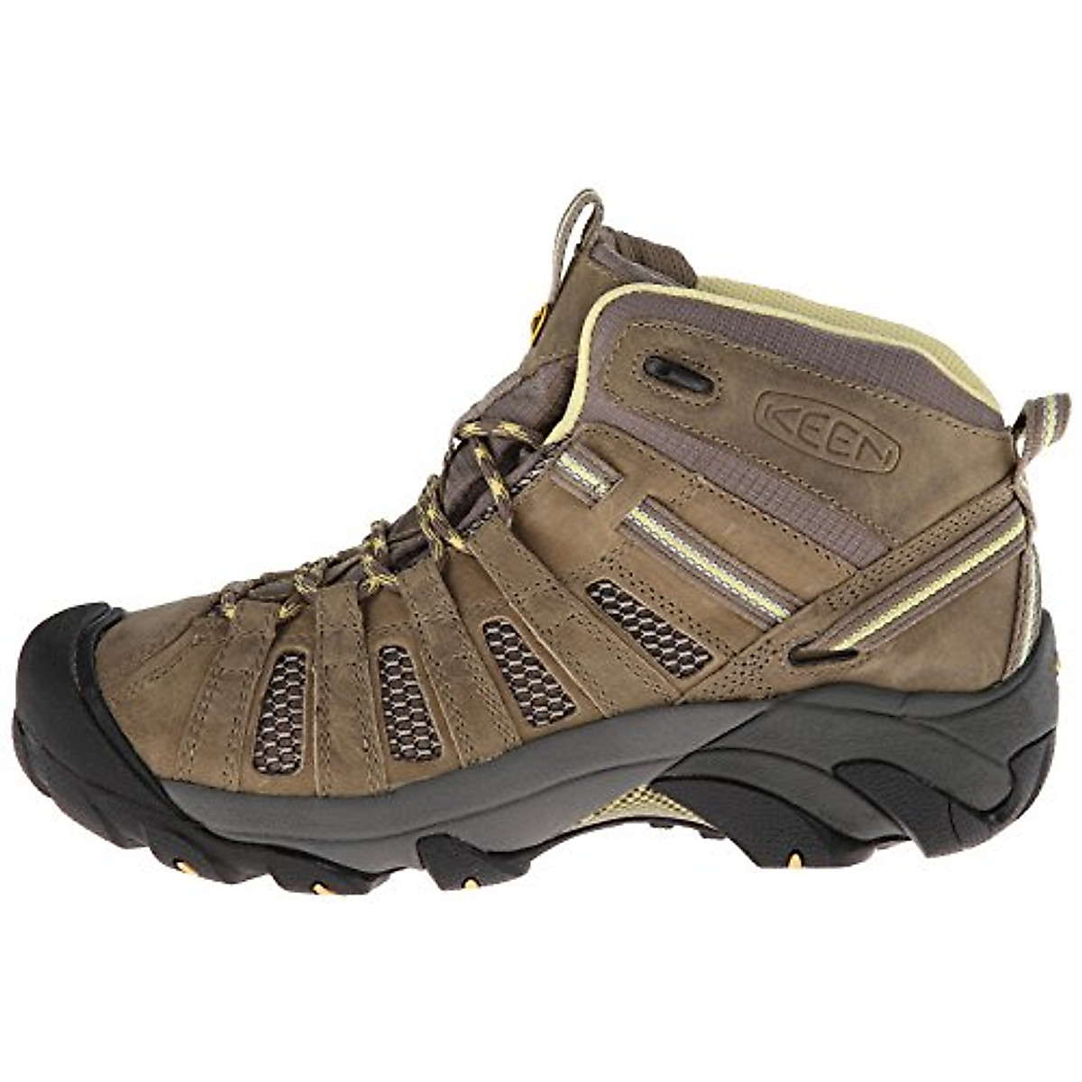 KEEN Women's Voyageur Mid Height Breathable Hiking Boots, Brindle/Custard, 9 Medium US