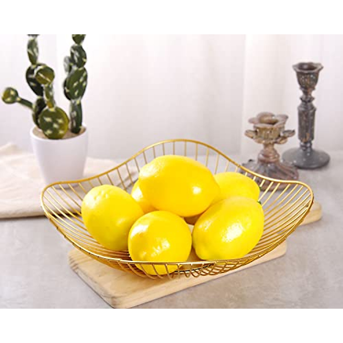 IBWell Short Curved-Edge Modern Creative Stylish Single Tier Dish,Metal Iron Wire Fruit Vegetables Bread Decorative Stand Serving Bowls Basket Holder (Gold)