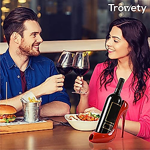 Trovety Shoe Wine Rack Holder - Bottle Keeper with High-Heel Design - Display & Storage Accessories - Table Centerpiece & Home Decorations for Kitchen, Restaurant, Bar, Hotel (Red)
