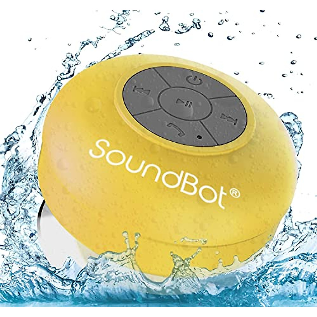Soundbot SB510 Bluetooth Shower Speaker HD Water Resistant Bathroom Speakers, Handsfree Portable Speakerphone with Built-in Mic, 6hrs of Playtime, Control Buttons and Dedicated Suction Cup (Yellow)