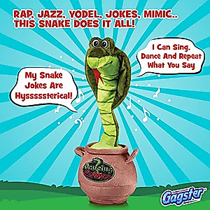 Gagster Dancing Cobra Snake - Sings, Repeats What You Say & Tells Jokes. Talking, Yodeling, Dancing, Mimicking - This Hysterically Funny Plush Novelty Mimic Toy is a Great Gag Gift for Adults & Kids