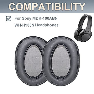 WH-H900N Replacement Ear Pads Protein PU Leather Ear Cushion Compatible with Sony WH-H900N and MDR-100ABN Headphones (Dark Grey)