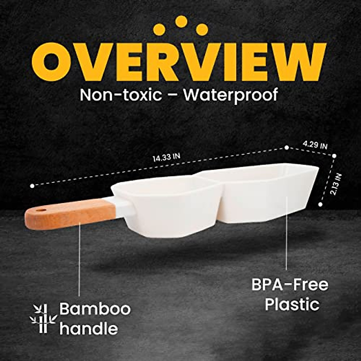 Machika Two-Compartment Snack Dish Pistachio Bowl | Divided Serving Tray | Chip Dip Bowl| Ideal to Serve Candies, Nachos, Popcorn and More | 14.33 x 4.29 x 2.13 in |