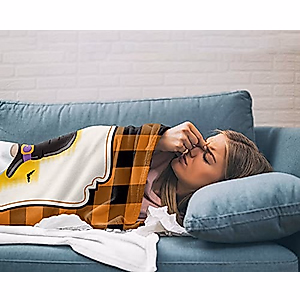 Throw Blanket- Halloween Soft Warm Plush Fleece Bed Throw,50x60In Flannel Blankets Glowing Gnome with Pumpkins Cats Bedding Throws for Women/Men Bedroom Living Room Office Decor Buffalo Gingham