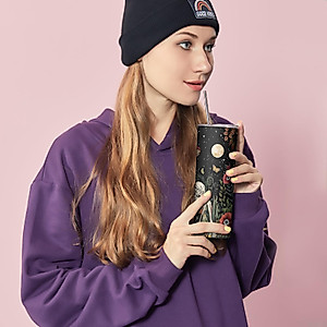 thmasamwr Mushroom Skinny Tumbler With Straw and Lid, Stainless Steel 20oz Insulated Coffee Travel Mug, Skeleton Mushroom Cups for Goth Mushroom Lovers Gifts for Women and Girls