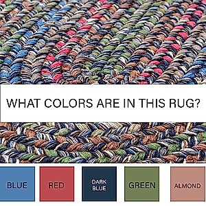 Super Area Rugs Portsmouth Braided Indoor/Outdoor Reversible Braided Rug - Made in USA - Blue Mix 4' X 6' Oval