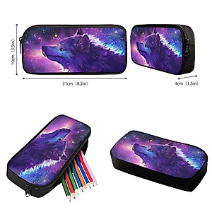 Upetstory 3 Pieces/Set Galaxy Wolf Backpack with Lunch Bag for Boys Girls Elementary Middle School Bags Set for Kids Bookbag with Pencil Case Travel Daypack