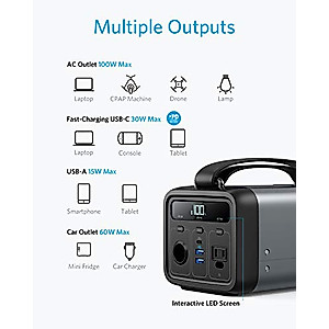 Anker Portable Power Station, 213Wh/57600 mAh PowerHouse 200 with 110 AC Outlet/30W USB-C Power Delivery for Camping, Road Trips, Emergency, and More