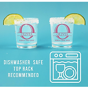 Spotted Dog Company Personalized Printed 2pk of two 2.5oz Shot Glasses, Halpert, Custom Name Initials Monogram Groomsmen and Bridesmaid Gifts Cute, 16 Colors