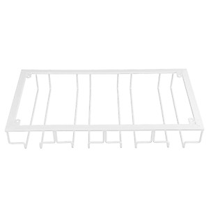 Wine Glasses Rack, Under Cabinet Stemware Glasses Racks Holder Wire Rail Hanging Drying Shelf Organizer Whisky Tasting Metal Hanger Glassware Cupboard for Bar Kitchen Restaurant RV 4 Rows(White)
