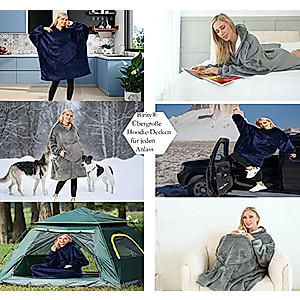 Birity® Wearable Blanket Hoodie Newest,Oversized Hoodie Blanket in Sherpa Warm Plush Fleece,Fashion Super Soft Heart Large Pocket Hooded Sweatshirt,One Size Fits All Men,Women,Teens,Adults,Seniors.
