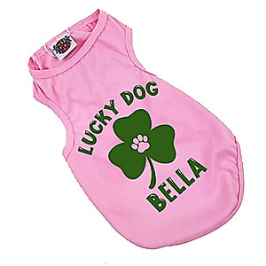 Lucky Dog Personalized Dog Shirt, Cute St. Patrick's Day Dog Shirt, Green Clover St. Patty's Day Shirt for Dogs, St. Patrick's Day Shirt for Dogs, Clothes for Pets (L 15-20 lbs)