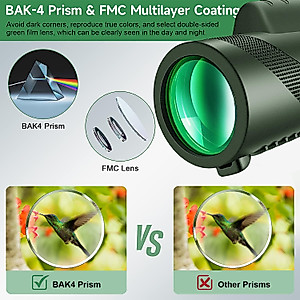 Monocular-Telescope 80x100 High Powered Monoculars High Definition for Adults High Powered with Smartphone Adapter Telescope Hunting Wildlife Bird Watching Travel Camping Hiking